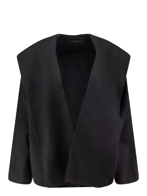 PALTO' V-neck Patch-pocket Coat - Black