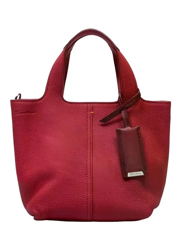 Santoni Leather Top-handle Tote Bag - Red