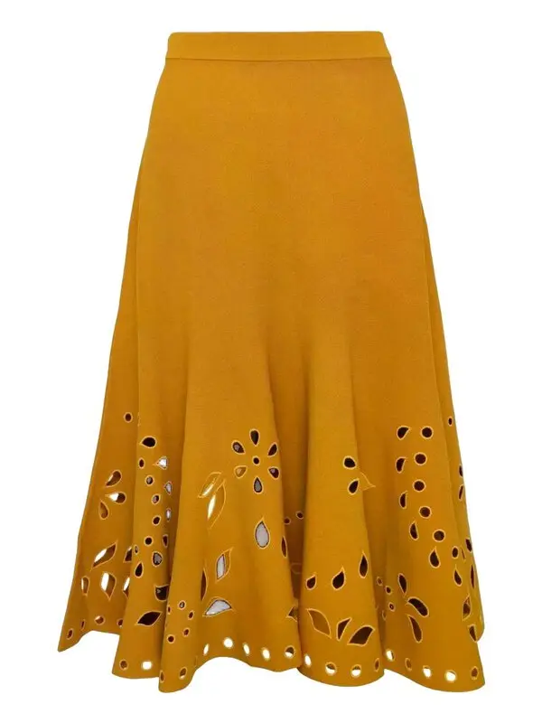 Ulla Johnson Fiorella Cutout-detail Midi Skirt - Yellow