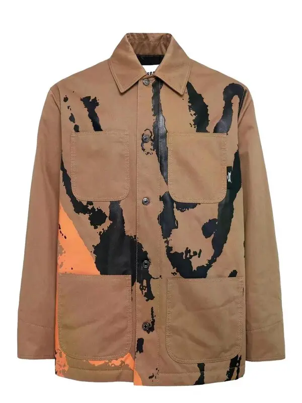 MSGM Printed Shirt Jacket - Brown