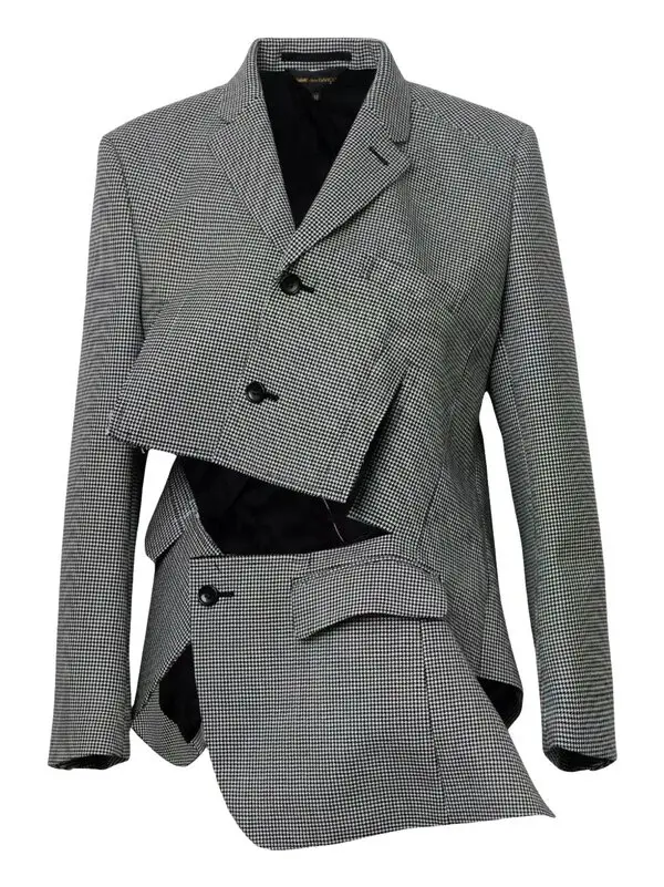 Comme Des Garçons Houndstooth Jacket With Cut-out Detail - Grey