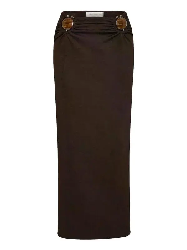 Christopher Esber Ruched Maxi Skirt With Stone Embellishments - Brown