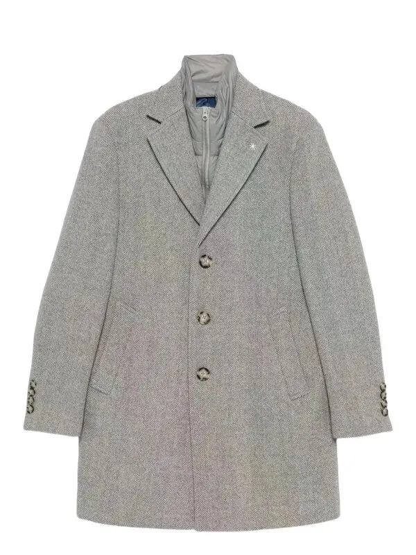 MANUEL RITZ Herringbone Button Coat - Grey