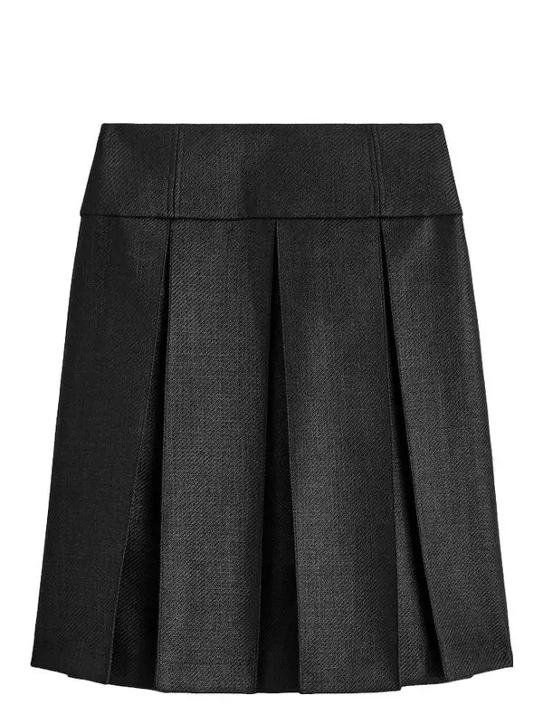 Cos Pleated Wool-blend A-line Skirt - Black