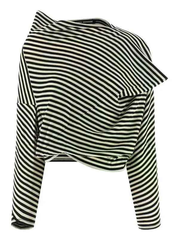 Junya Watanabe Striped Asymmetric Top - Black