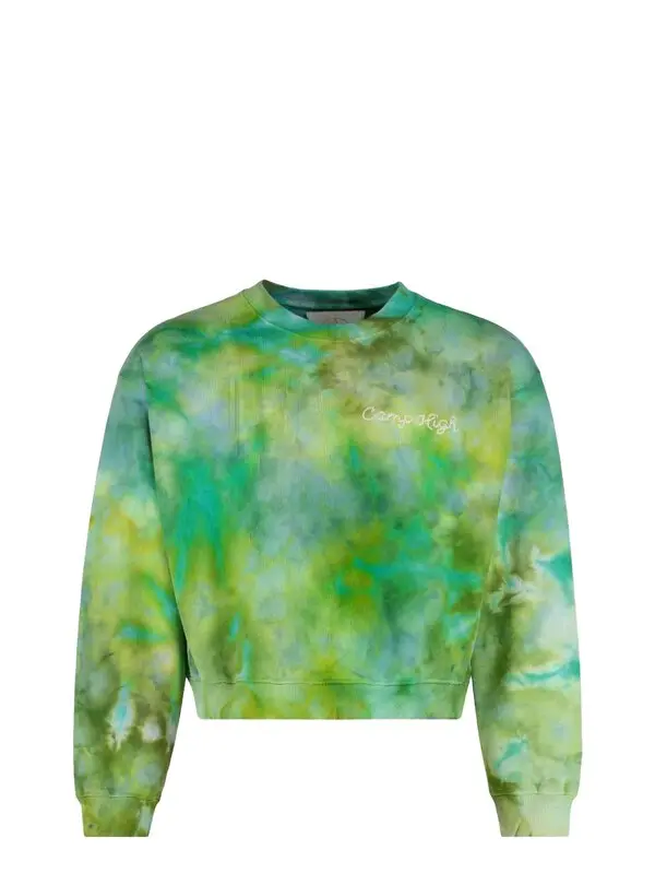 CAMP HIGH Tie-dye Crew-neck Sweatshirt - Green