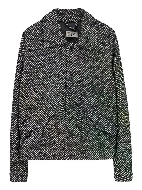 PENCE 1979 Herringbone-pattern Buttoned Jacket - Black