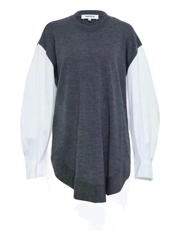 ENFOLD Paneled Long Sleeve Top - Grey