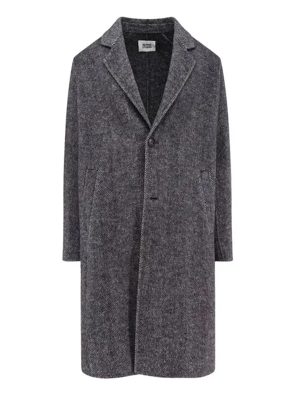 Alpha Studio Single-breasted Coat - Grey