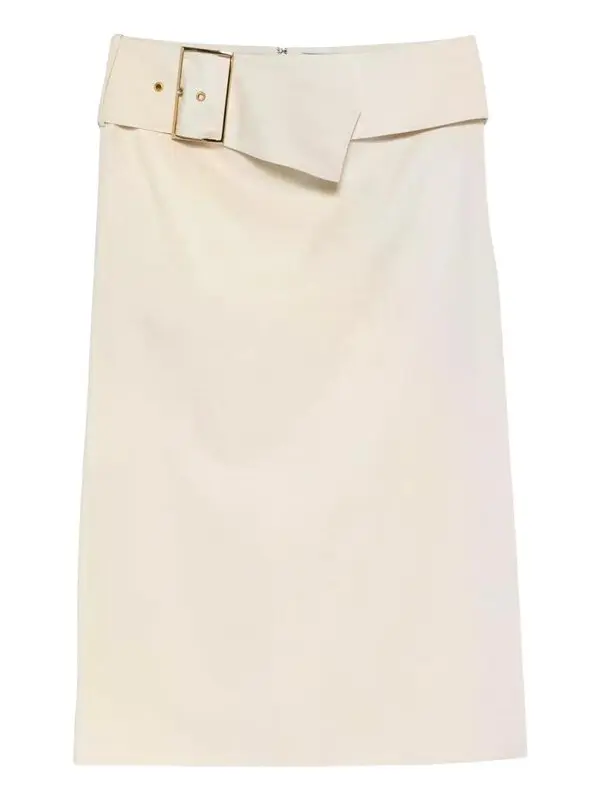 ROWEN ROSE Buckle Midi Skirt - Neutrals