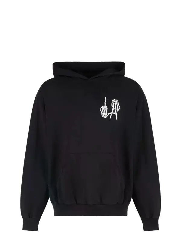 LOCAL AUTHORITY LA Graphic-print Cotton Hoodie - Black