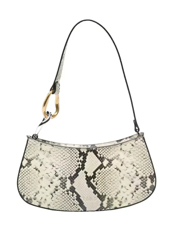 Staud Ollie Snakeskin Hardware Tote Bag - White