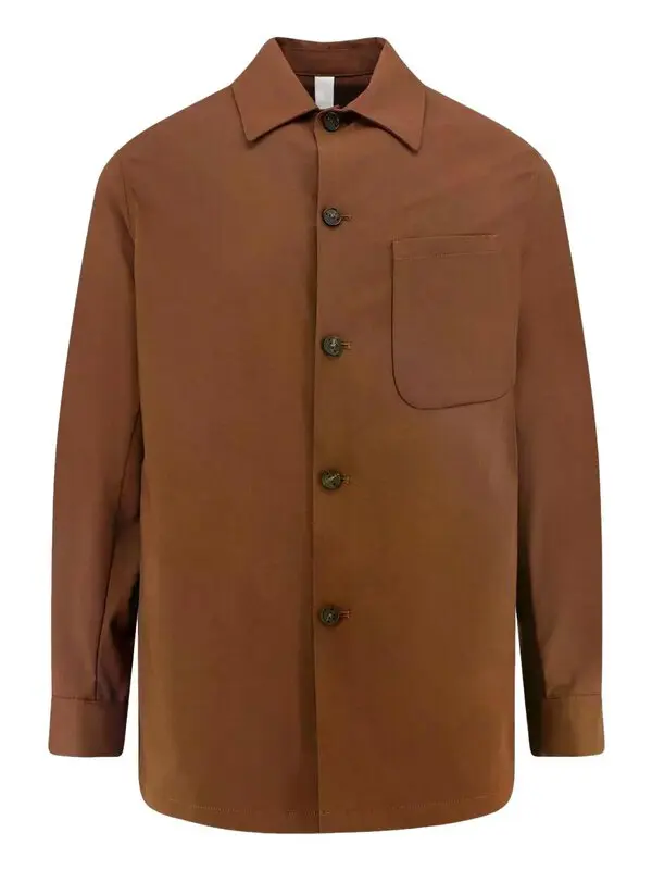 HEVO Chest-pocket Buttoned Shirt - Brown