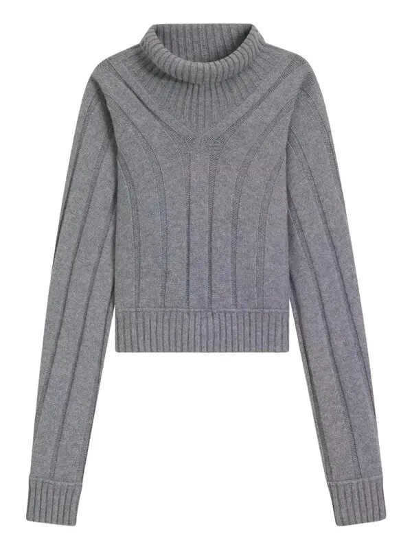 BOSS Ribbed Turtleneck Sweater - Grey