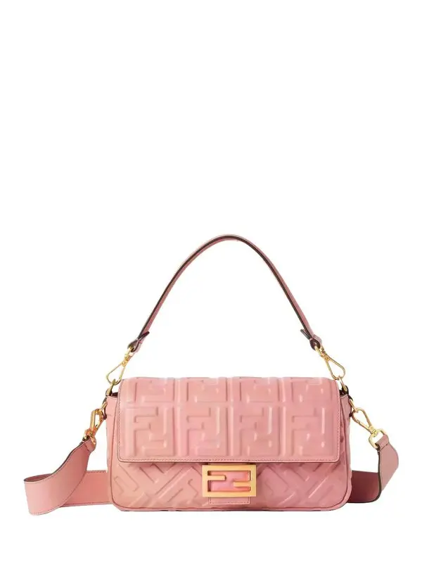 Fendi Baguette® Ff Motif-embossed Shoulder Bag - Pink