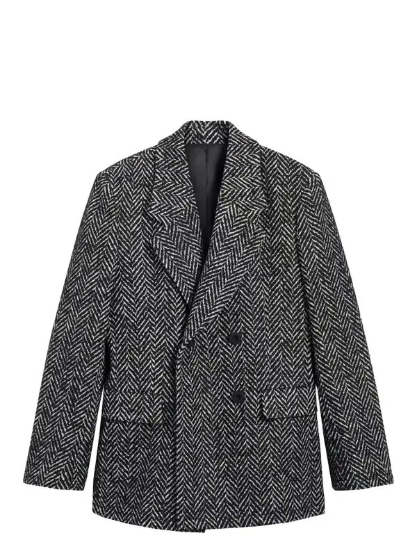 PENCE 1979 Jade Herringbone Double-breasted Blazer - Black
