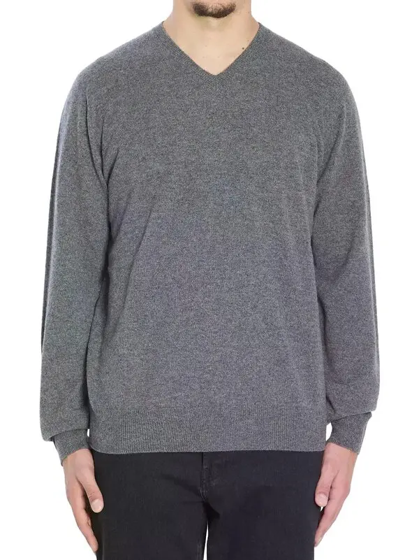 THE ROW Rod V-neck Ribbed Sweater - Grey