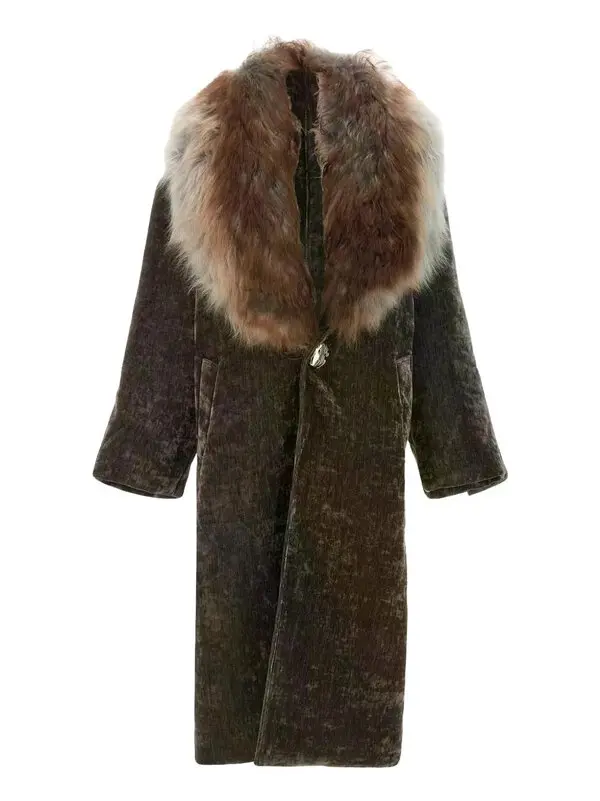 JACQUES Shearling Jewel-button Coat - Brown