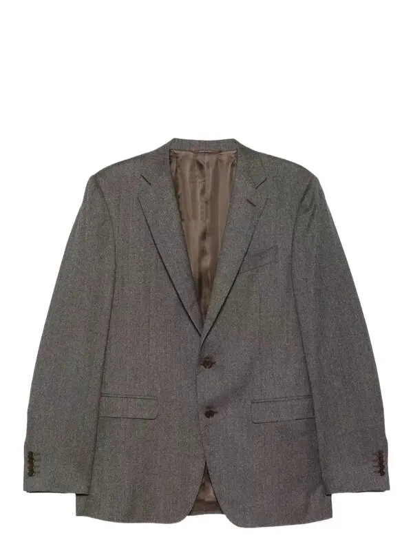 Canali Herringbone Wool Suit - Brown