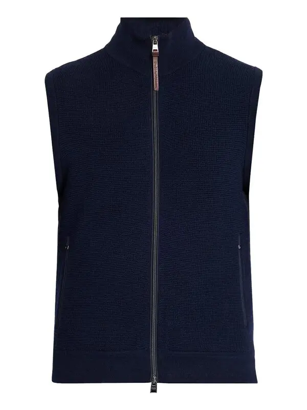 Ralph Lauren Hybrid Full-zip Knit Sweater Vest - Navy Combo