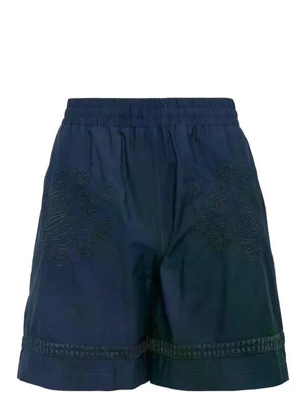 DIOMENE Floral-embroidered Shorts - Blue