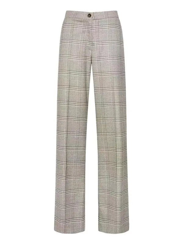 ELENA MIRO` Check-pattern Trousers - Neutrals