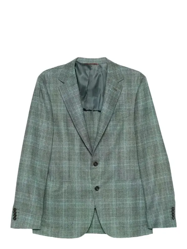 Canali Checked Wool Blazer - Blue