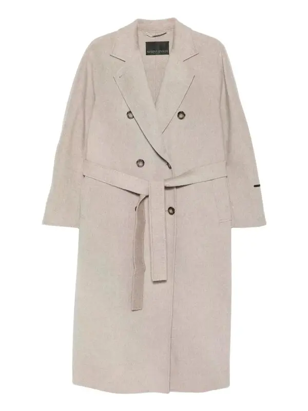 Marina Rinaldi Bolivar Double-breasted Belted Coat - Neutrals
