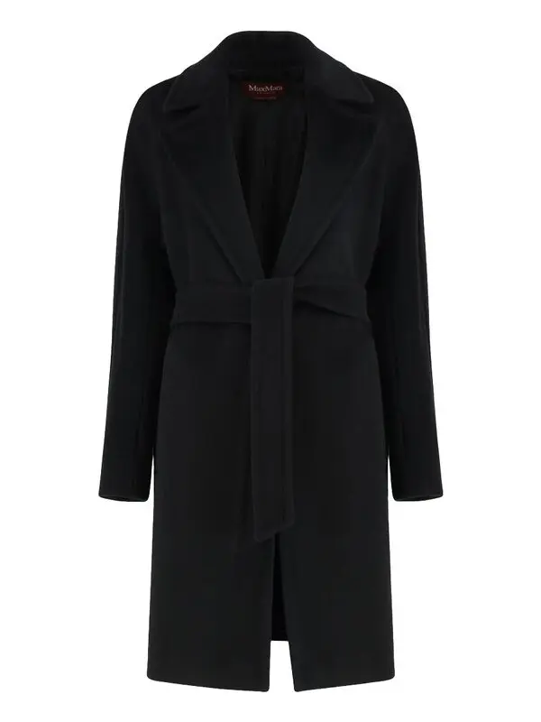 Max Mara Robe Coat In Beaver Wool - Black