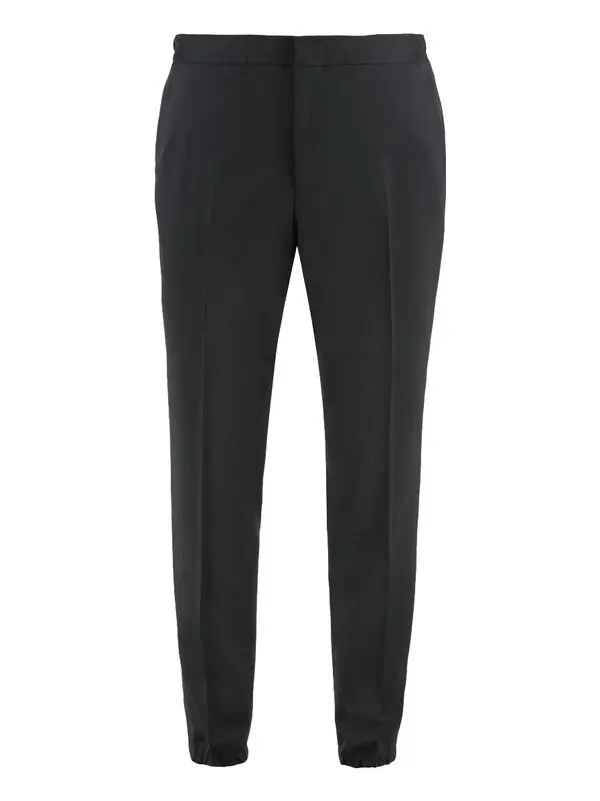 Zegna Stretch Wool Blend Trousers - Black