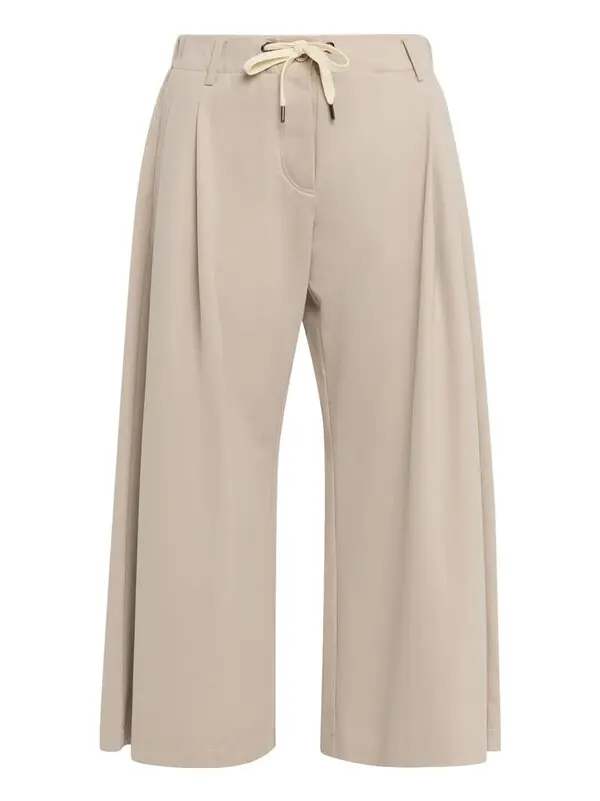 Brunello Cucinelli Pleated Wide-leg Cropped Sport Pants - Pale Oal