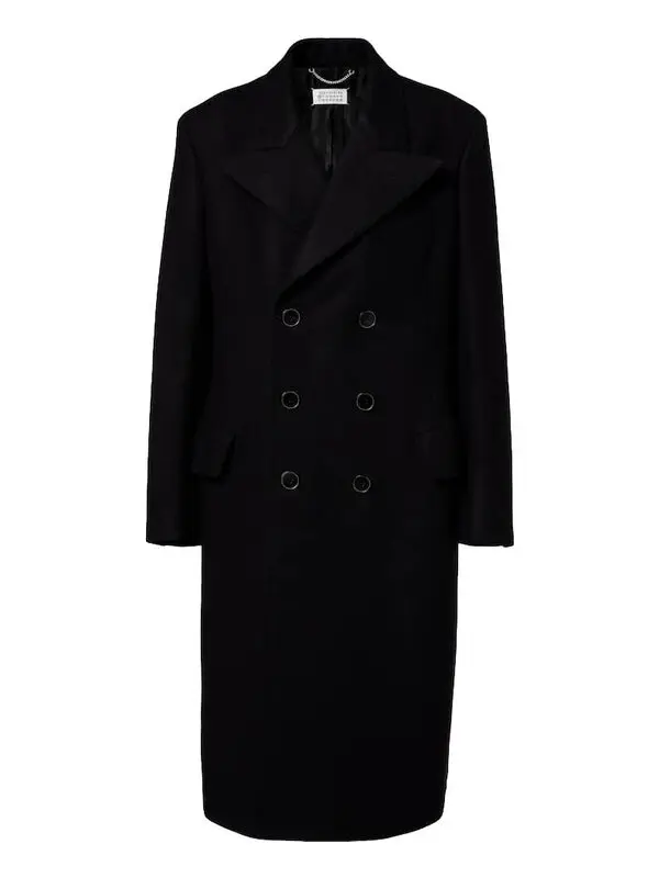 MAISON MARGIELA Double-breasted Virgin Wool Coat - Black