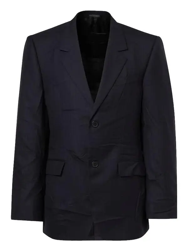 Balenciaga Pinstripe Wool Blazer - Blue