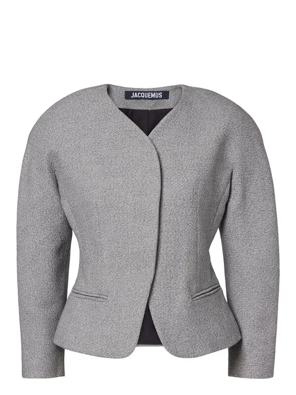 Jacquemus Ovalo Cotton And Wool Jacket - Grey