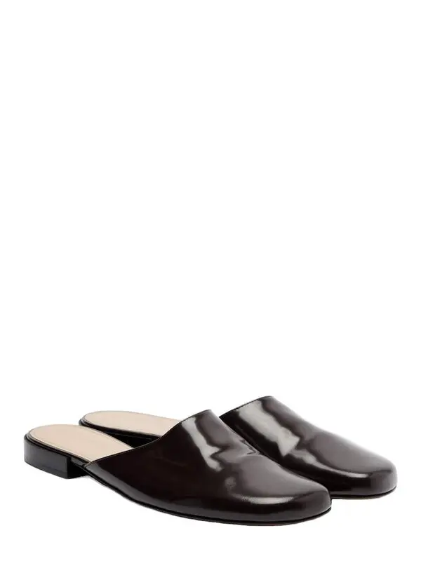 THE ROW Penelope Leather Mules - Brown