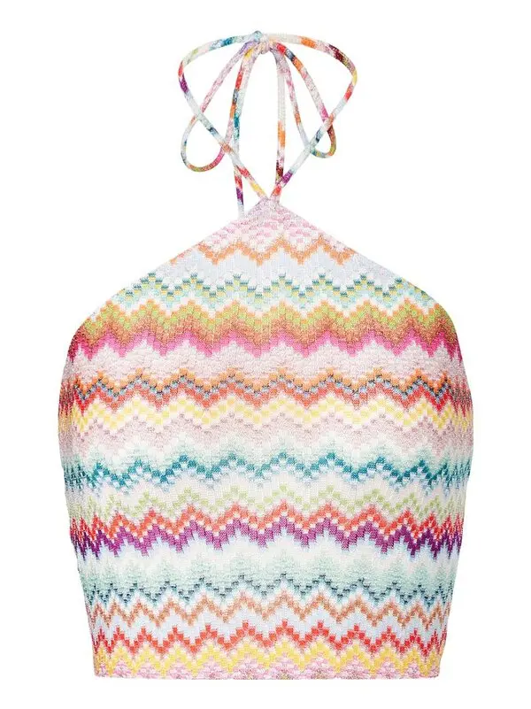 Missoni Zig Zag Halterneck Lamé Crop Top - Multicoloured