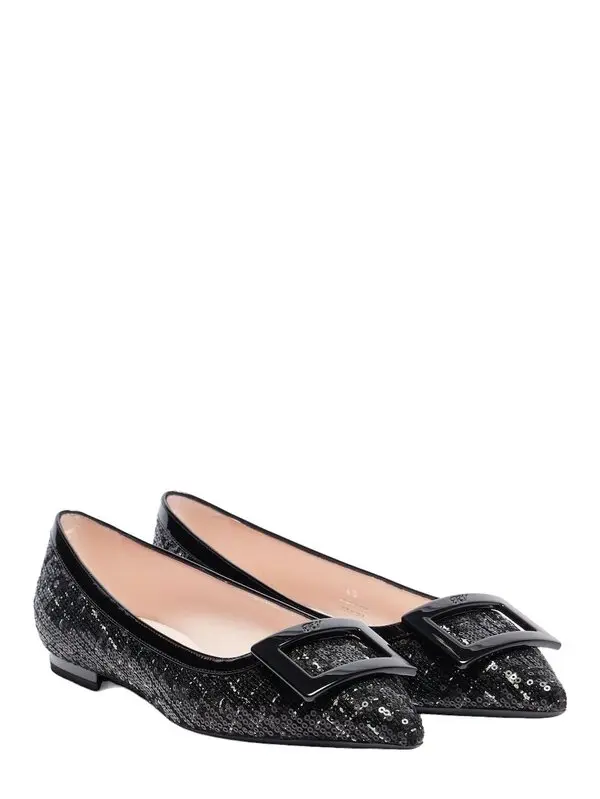 ROGER VIVIER Gommettine Sequined Ballet Flats - Black