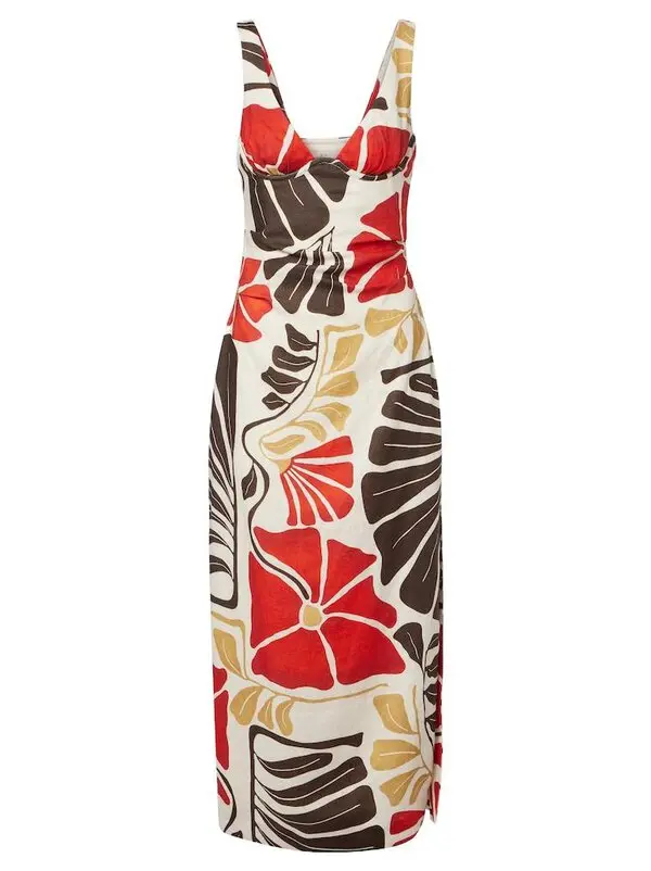 SIR. Julietta Floral Linen Midi Dress - Multicoloured