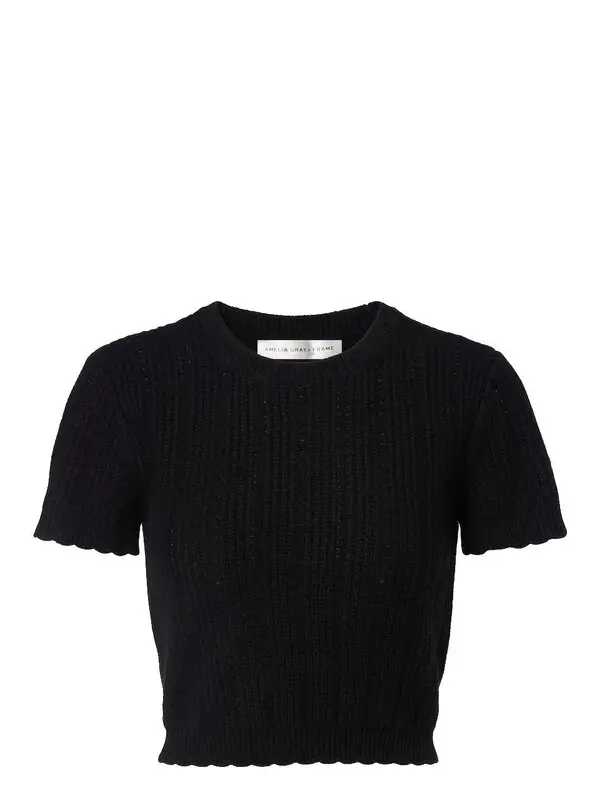 FRAME X Amelia Gray The Getaway Cashmere Crop Top - Black