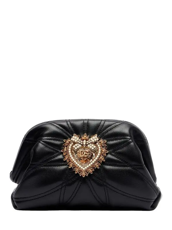 Dolce & Gabbana Devotion Small Leather Shoulder Bag - Black