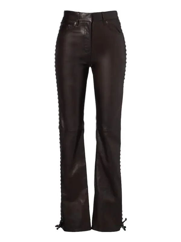 Remain Birger Christensen Leather Straight Leg Pants - Brown