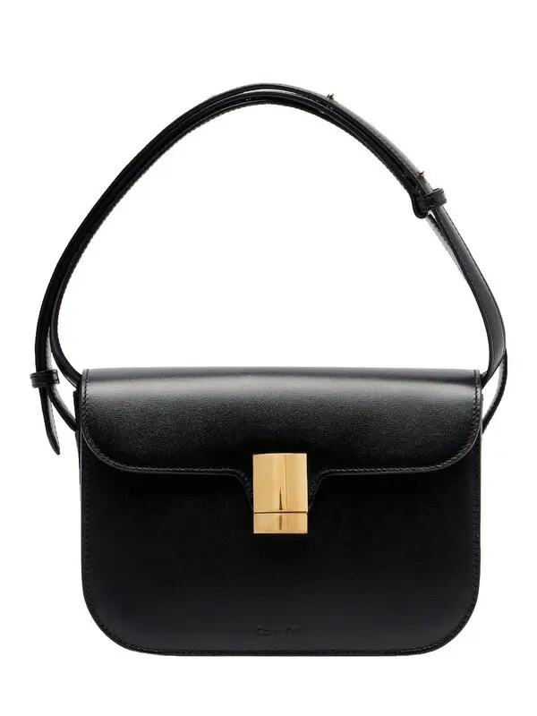 Calvin Klein Tilla Small Leather Shoulder Bag - Black