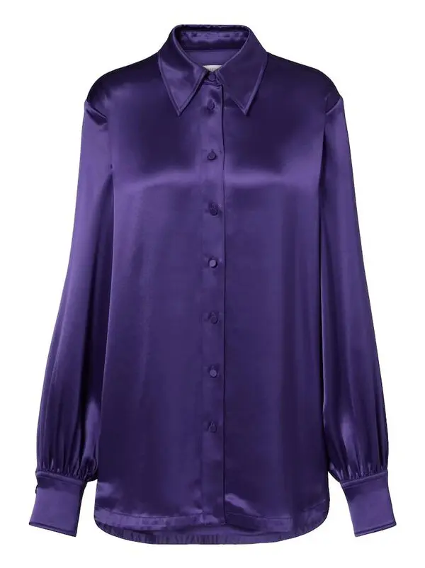 JOSEPH Satin Button-down Blouse - Purple