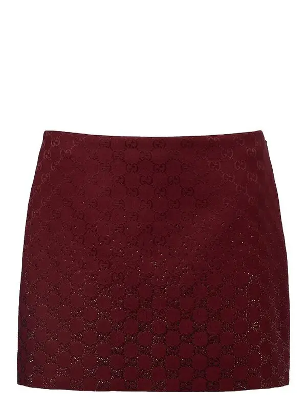 Gucci Gg Canvas Crystal-embellished Miniskirt - Burgundy