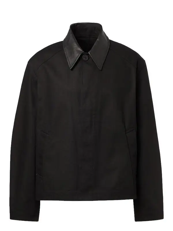 Studio Nicholson Aaron Levine Dover Cotton Jacket With Leather Collar - Black