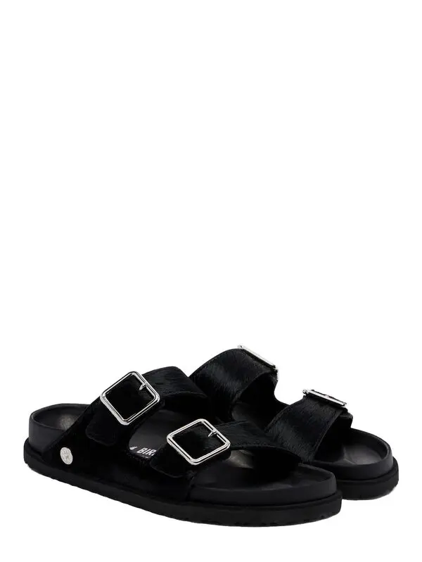 BIRKENSTOCK Arizona Calf Hair Slides - Black