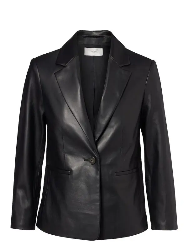 Vince Leather Blazer - Black