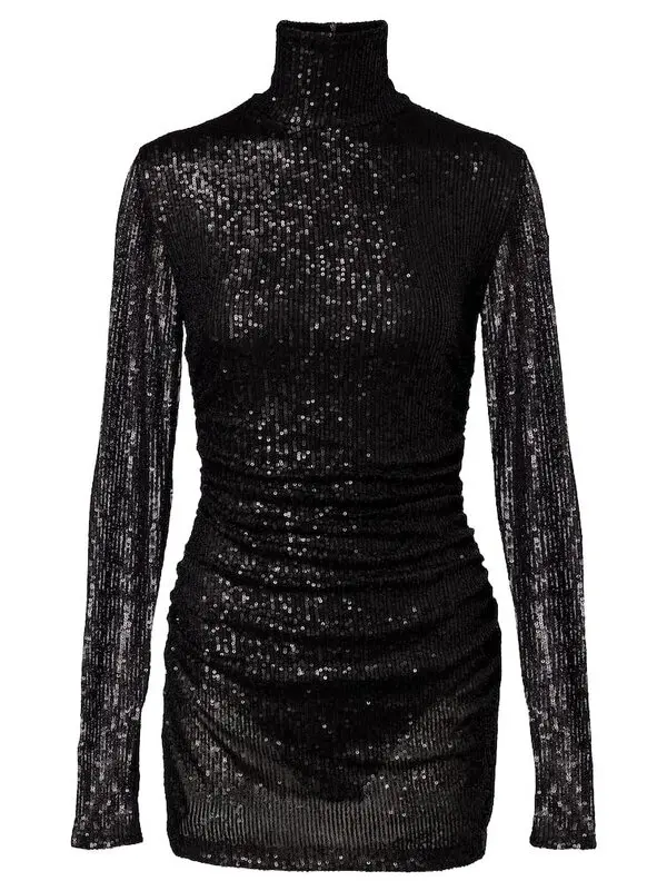 Norma Kamali Pickleball Sequined Mini Dress - Black