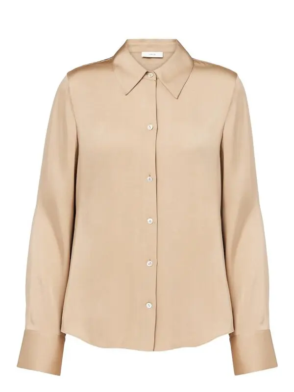 Vince Silk-blend Satin Button-up Shirt - Beige