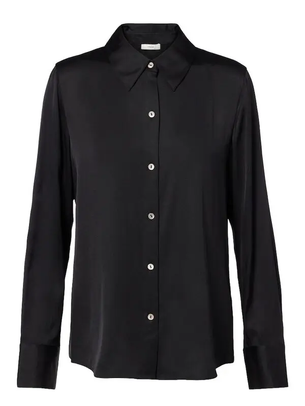 Vince Silk-blend Satin Button-up Shirt - Black